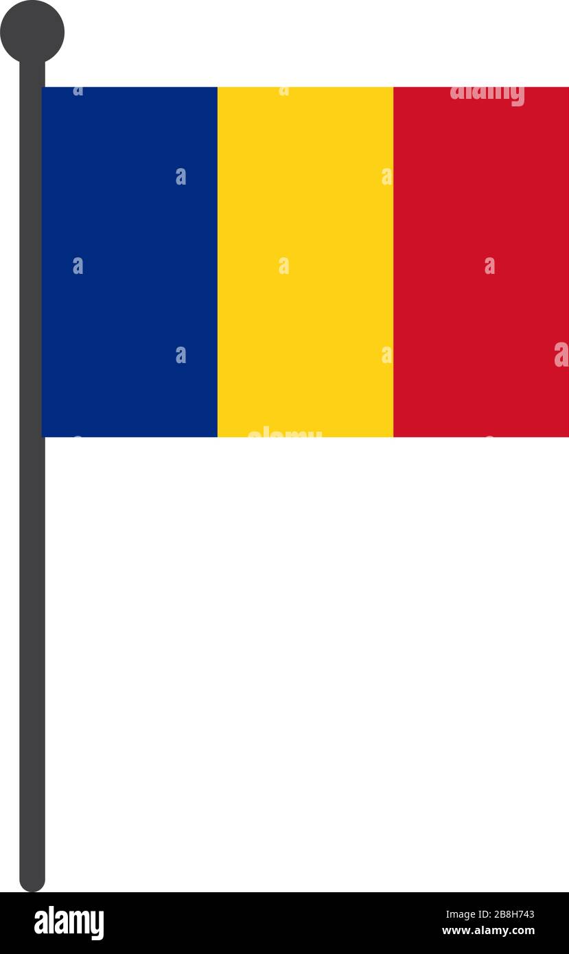 simple flat romania flag vector illustration with flagpole isolated on ...