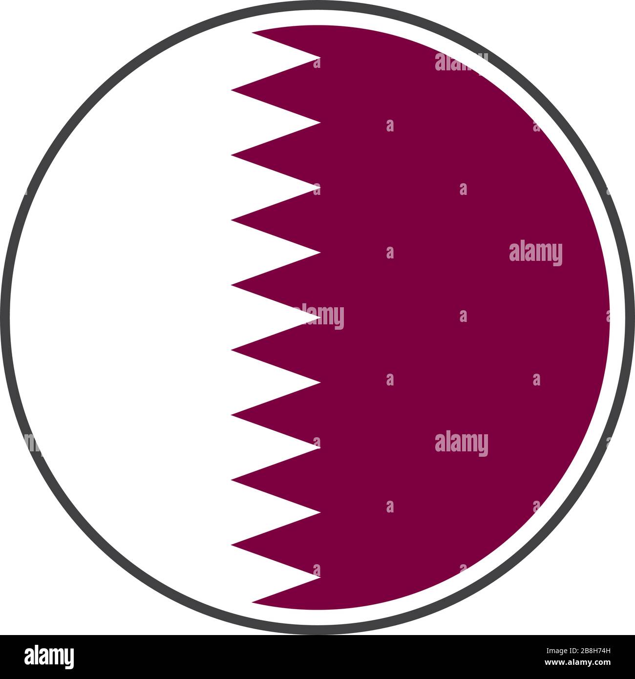 Circle qatar flag with grey border vector illustration isolated on ...