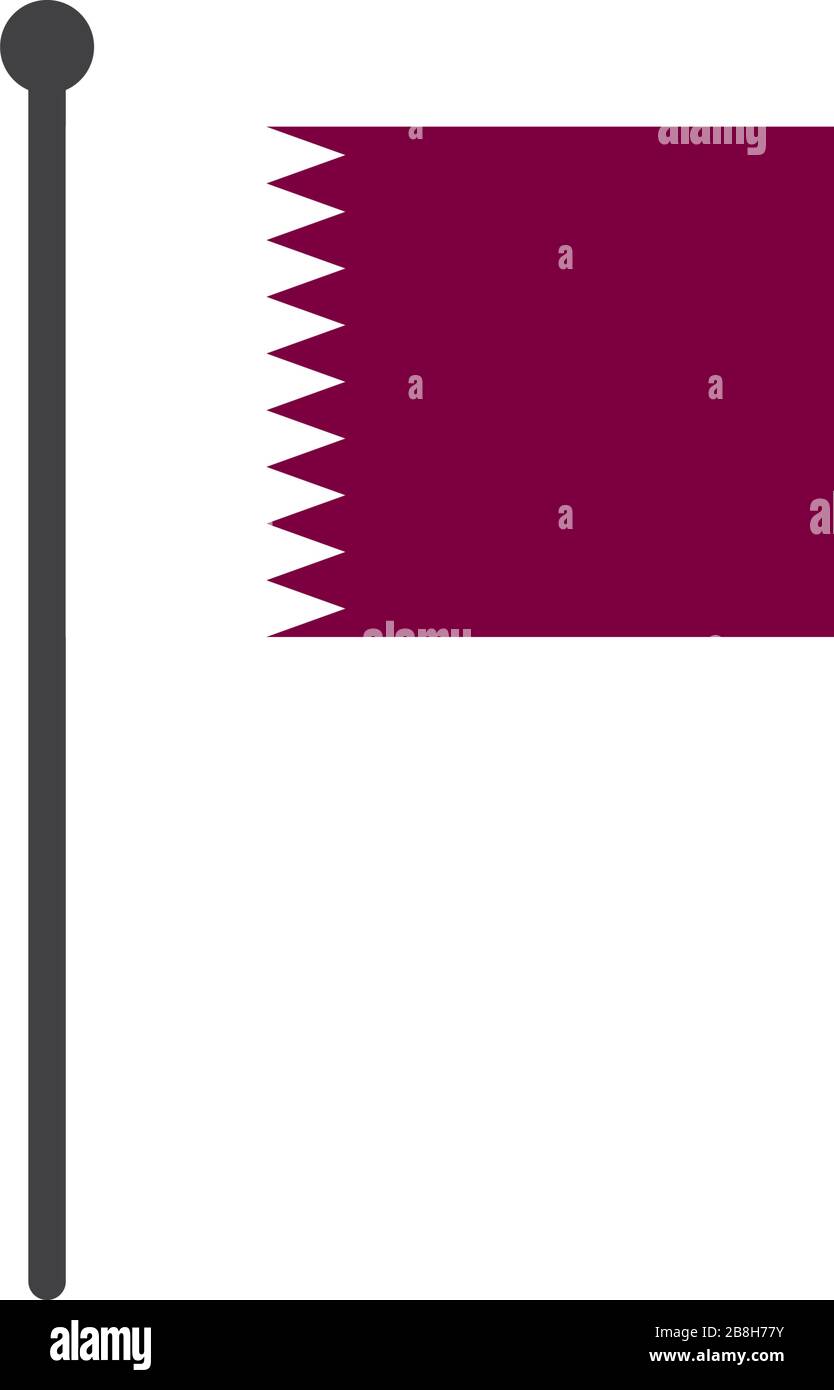 simple flat qatar flag vector illustration with flagpole isolated on ...