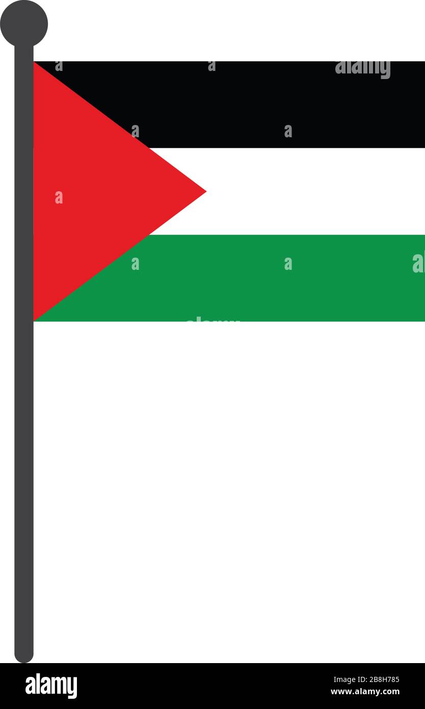 simple flat palestine or gaza flag vector illustration with flagpole ...