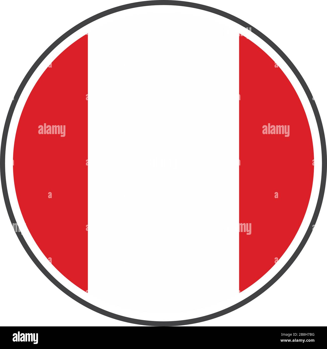 Circle peru flag with grey border vector illustration isolated on white ...