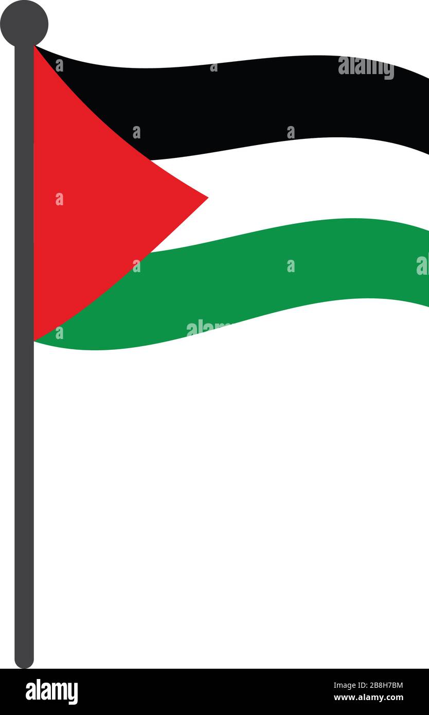 wavy palestine or gaza flag vector illustration with flagpole isolated ...
