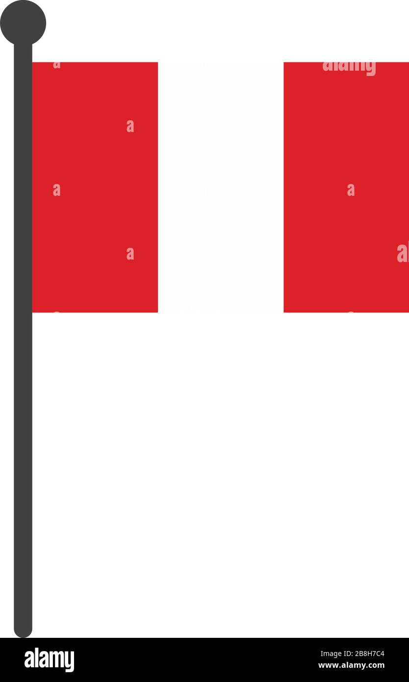 simple flat peru flag vector illustration with flagpole isolated on ...