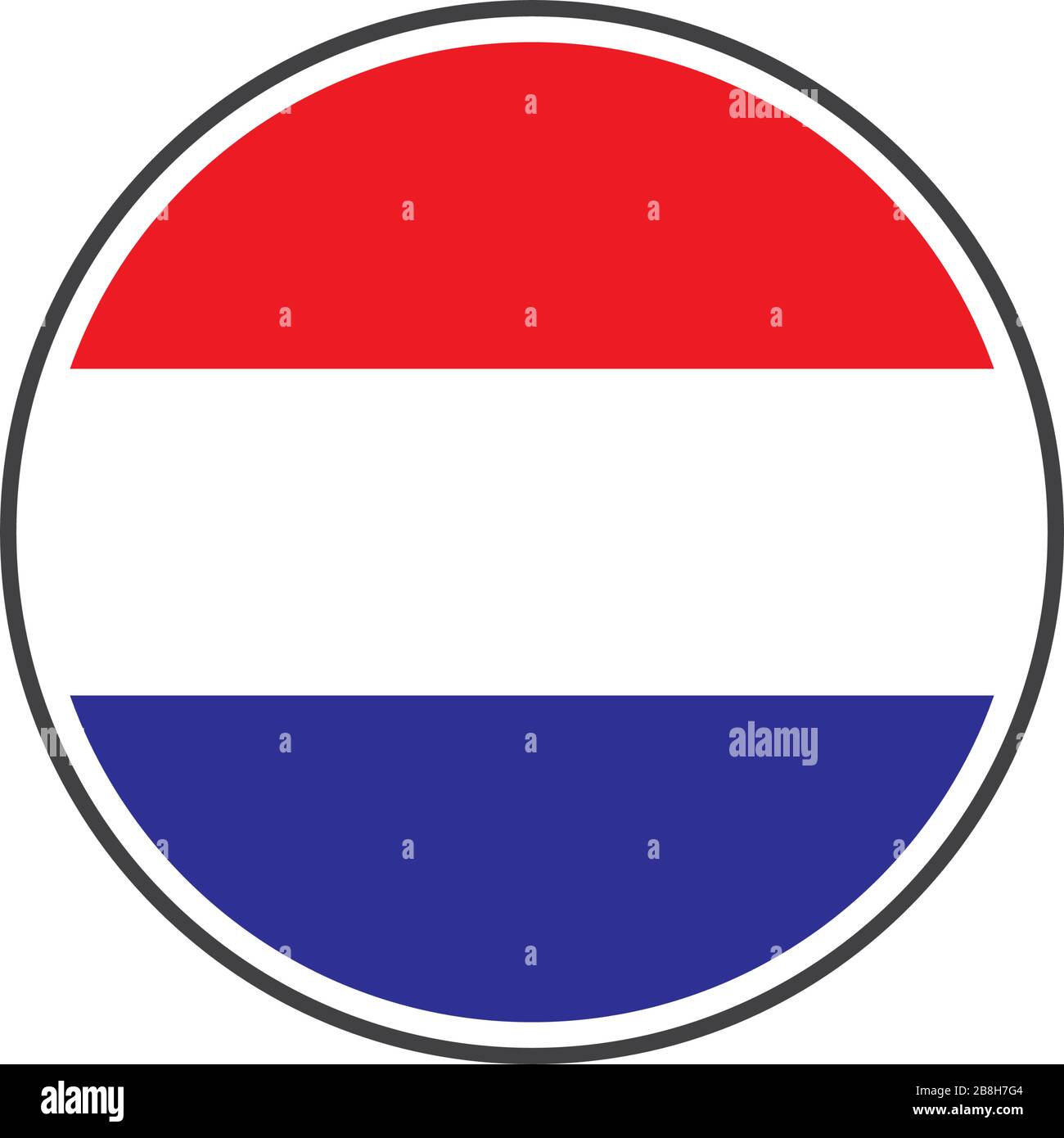 Circle netherland flag with grey border vector illustration isolated on ...