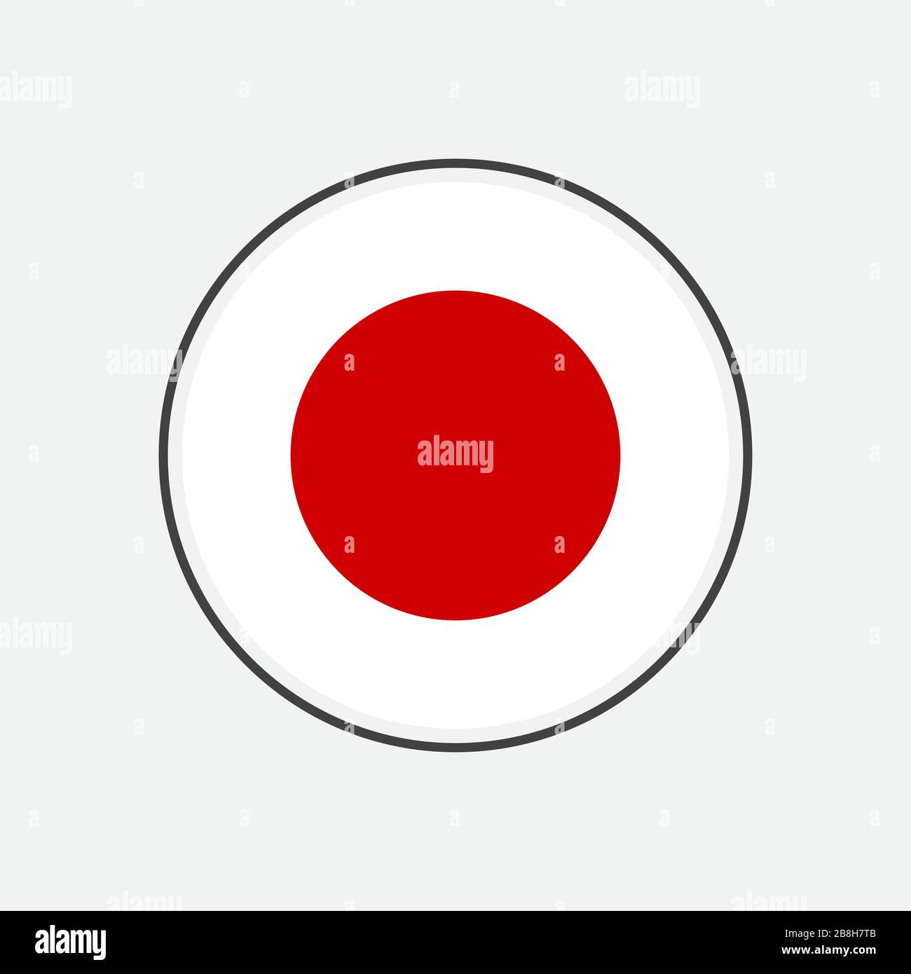 Circle japan flag with grey border vector illustration isolated on ...