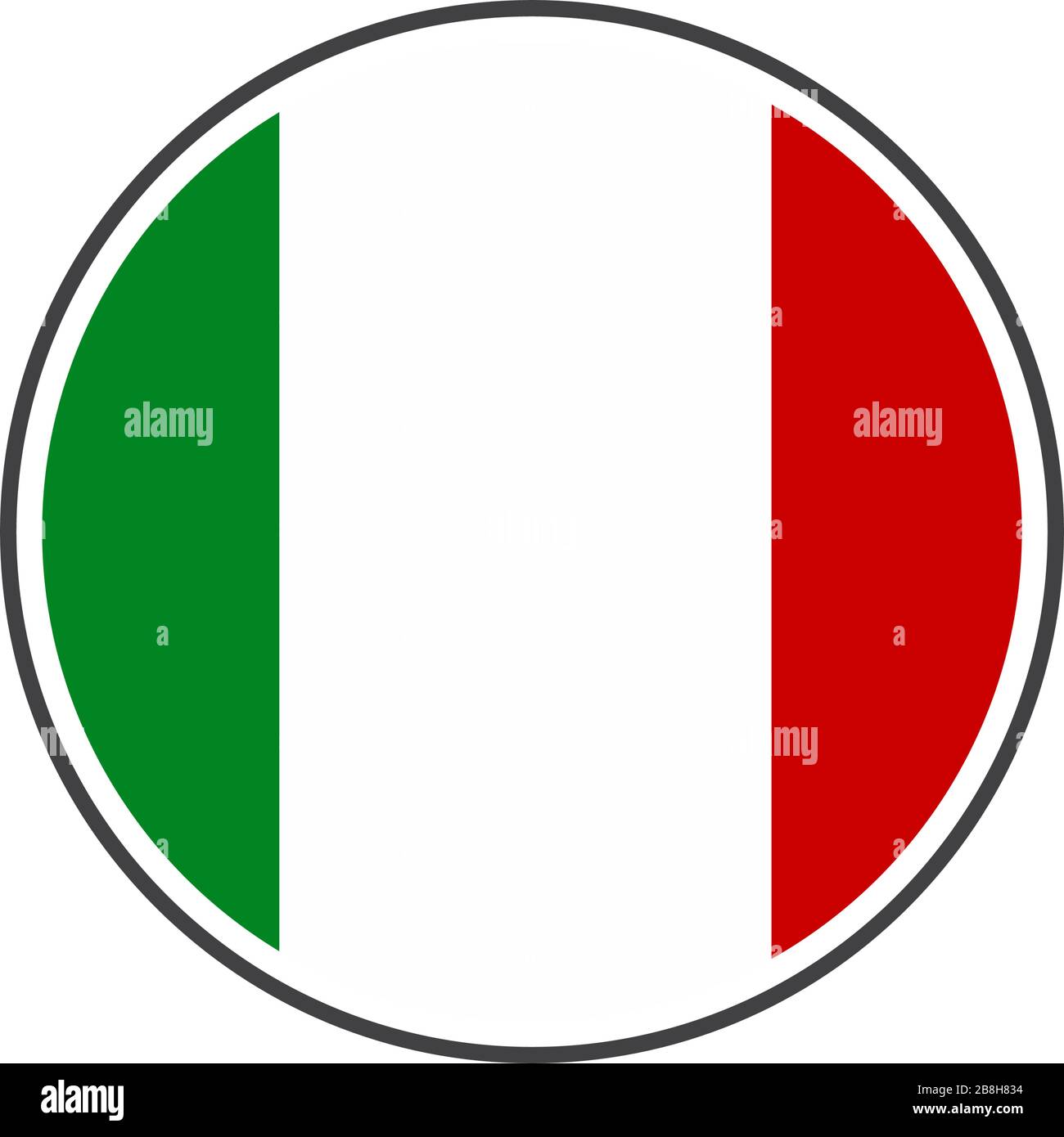 Circle italy flag with grey border vector illustration isolated on ...