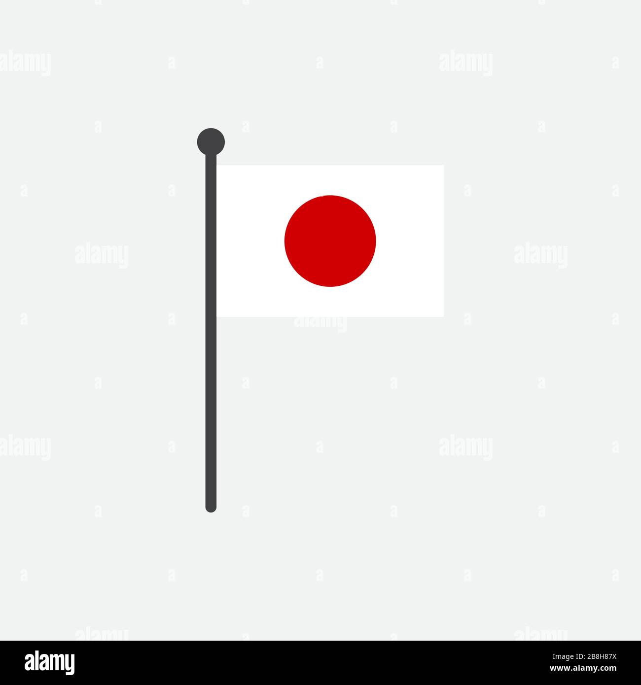 simple flat japan flag vector illustration with flagpole isolated on ...