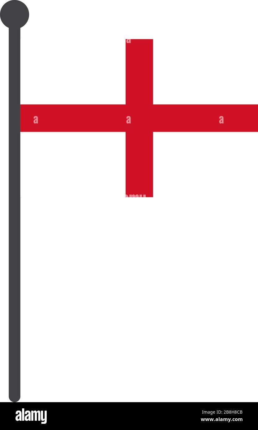 simple flat england flag vector illustration with flagpole isolated on ...