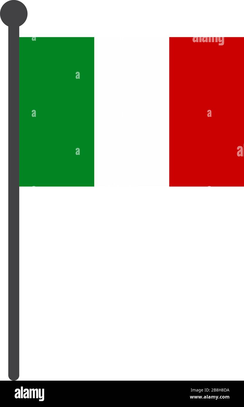 simple flat italy flag vector illustration with flagpole isolated on ...