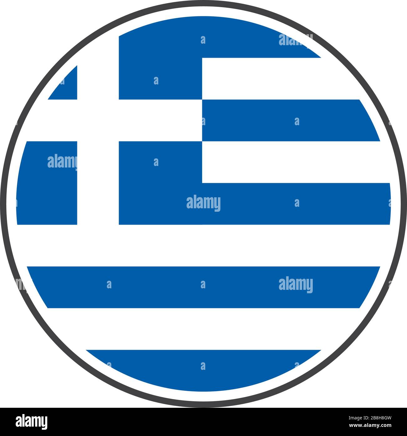 Circle greece flag with grey border vector illustration isolated on ...