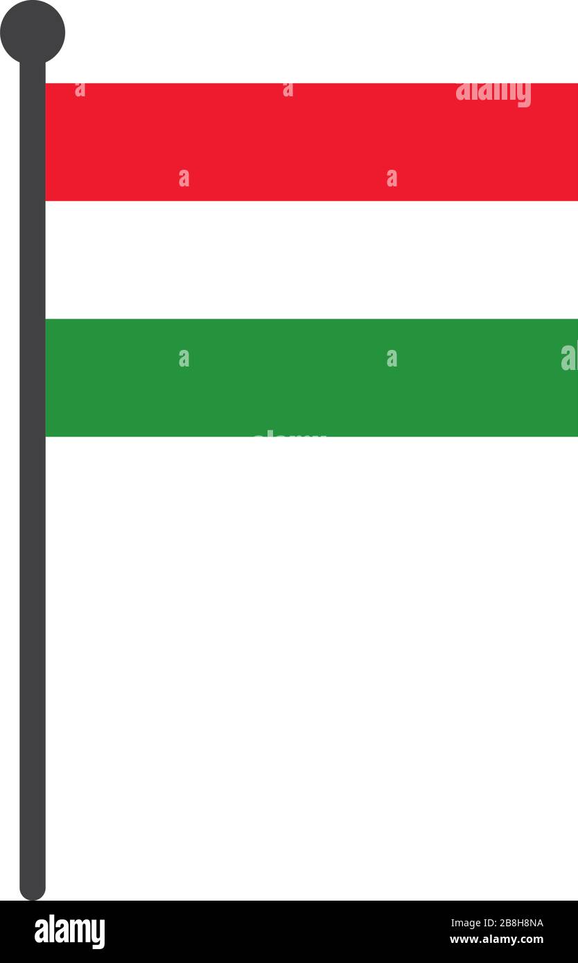 simple flat hungary flag vector illustration with flagpole isolated on ...