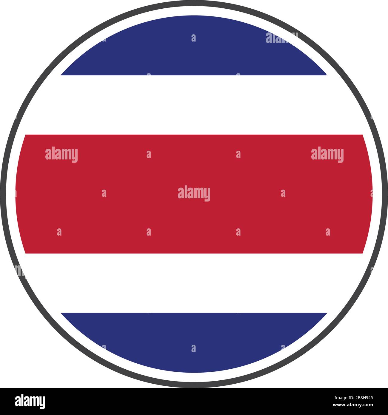 Circle costa rica flag with grey border vector illustration isolated on ...