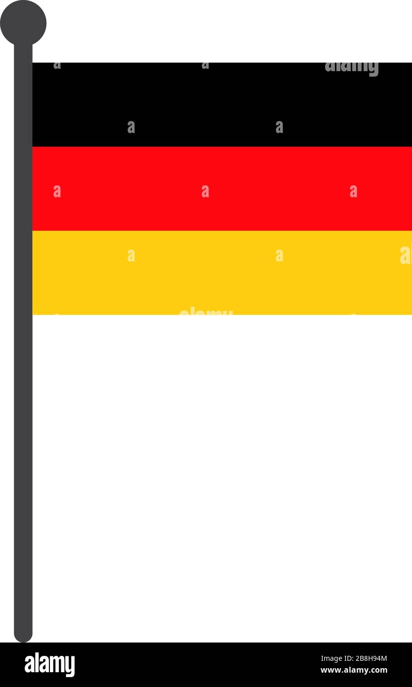 simple flat germany flag vector illustration with flagpole isolated on ...