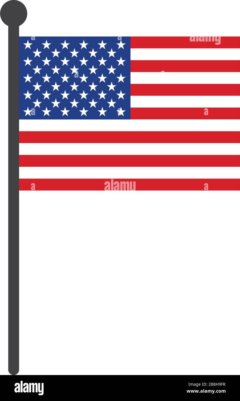 USA flag with pole icon vector isolated on white background Stock ...