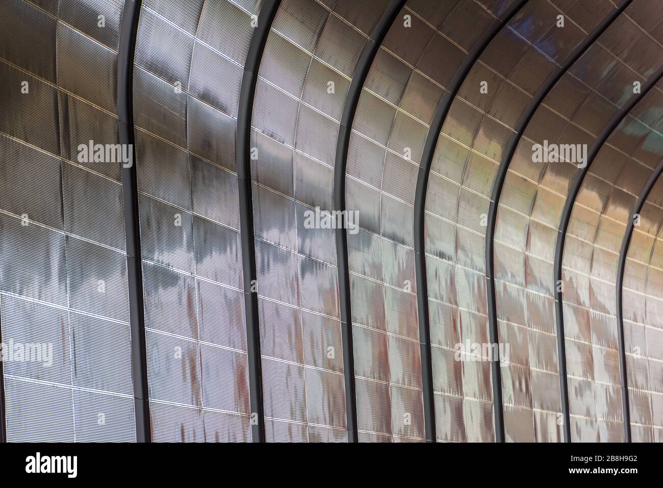 Abstract view of a building with colorful LED light reflection Stock ...