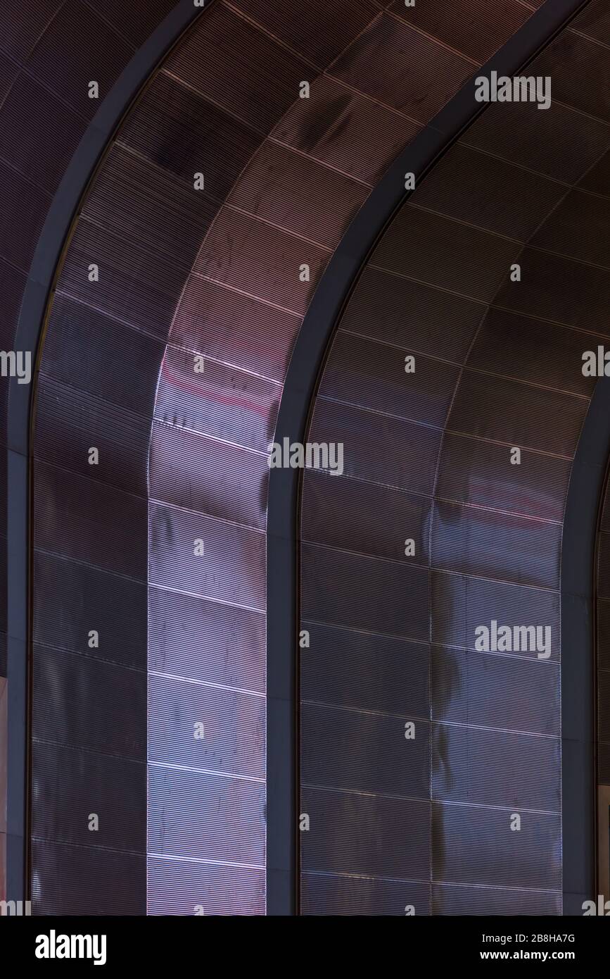 Abstract view of a building with colorful LED light reflection Stock ...