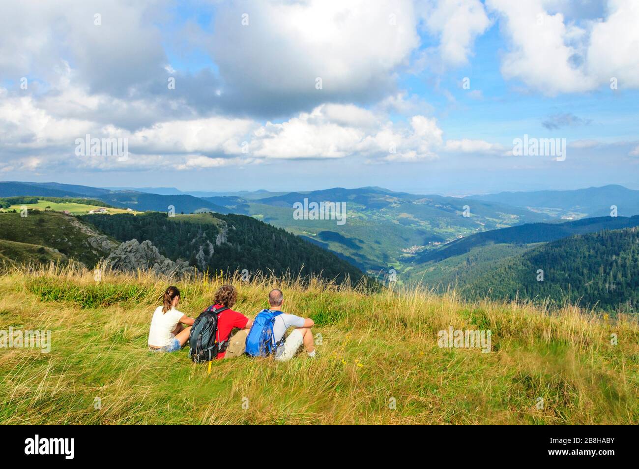 Hikers enjoying panorama from Hohneck in the vosges Stock Photo - Alamy