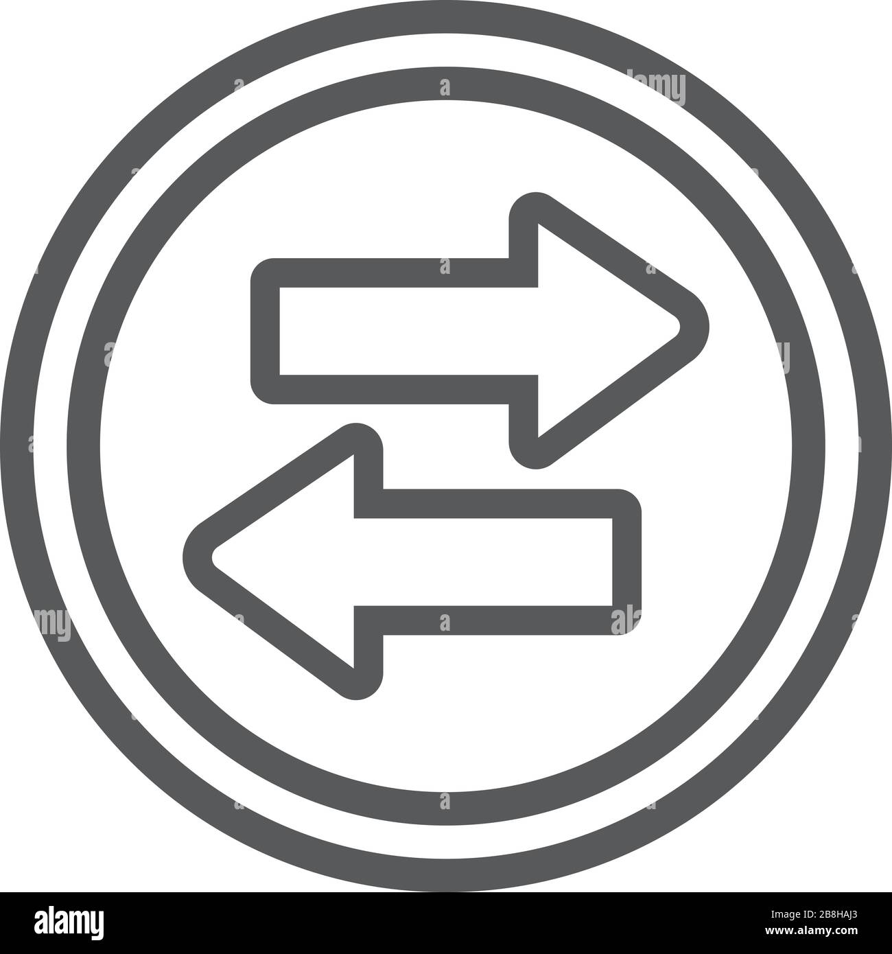 two arrows or transfer arrows. linear style sign for mobile concept and ...