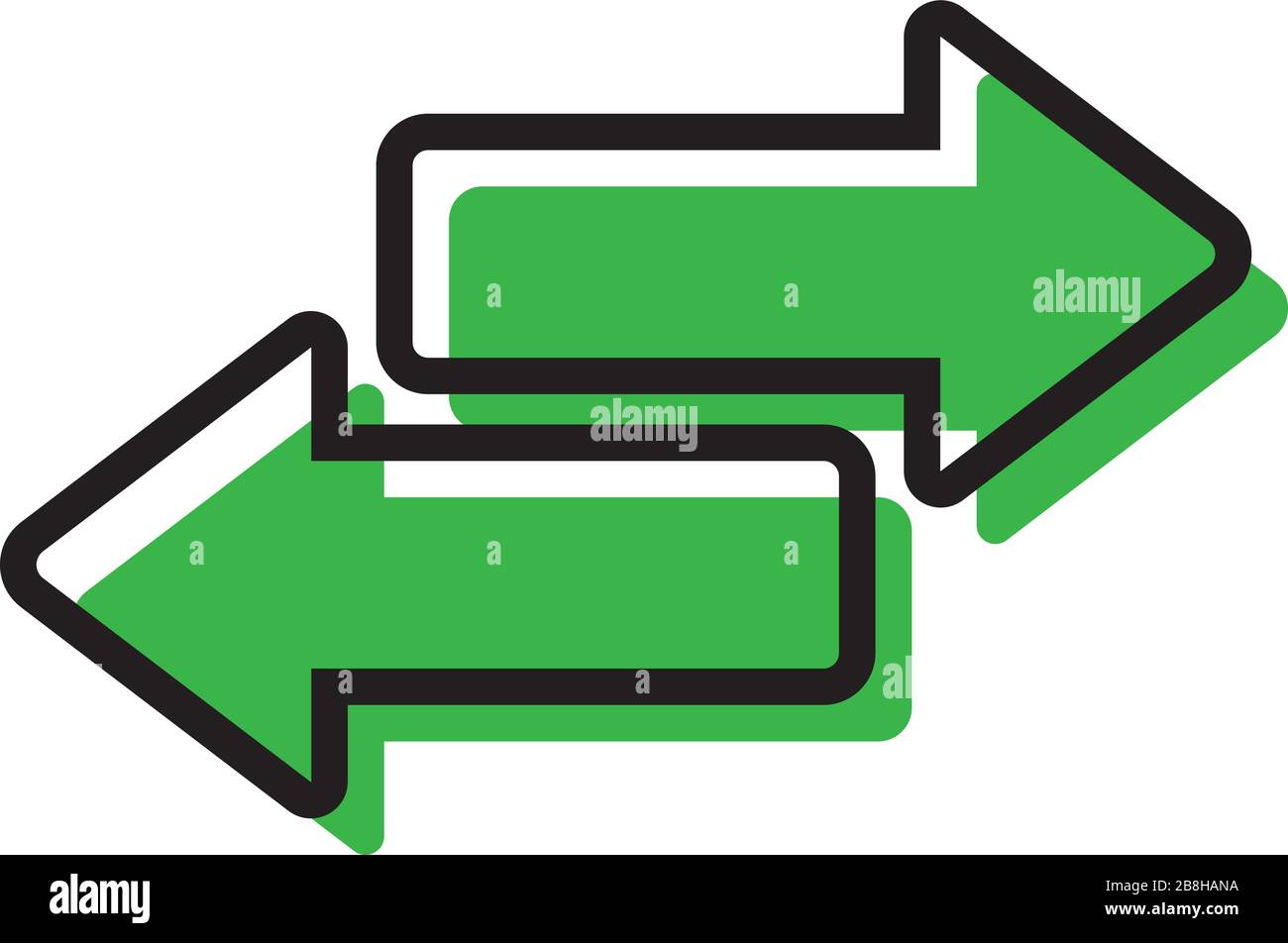 two arrows or transfer arrows. linear style sign for mobile concept and web design. Left right ...