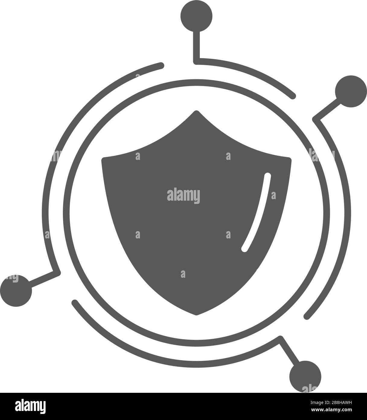 technology shield concept design vector icon isolated on white ...