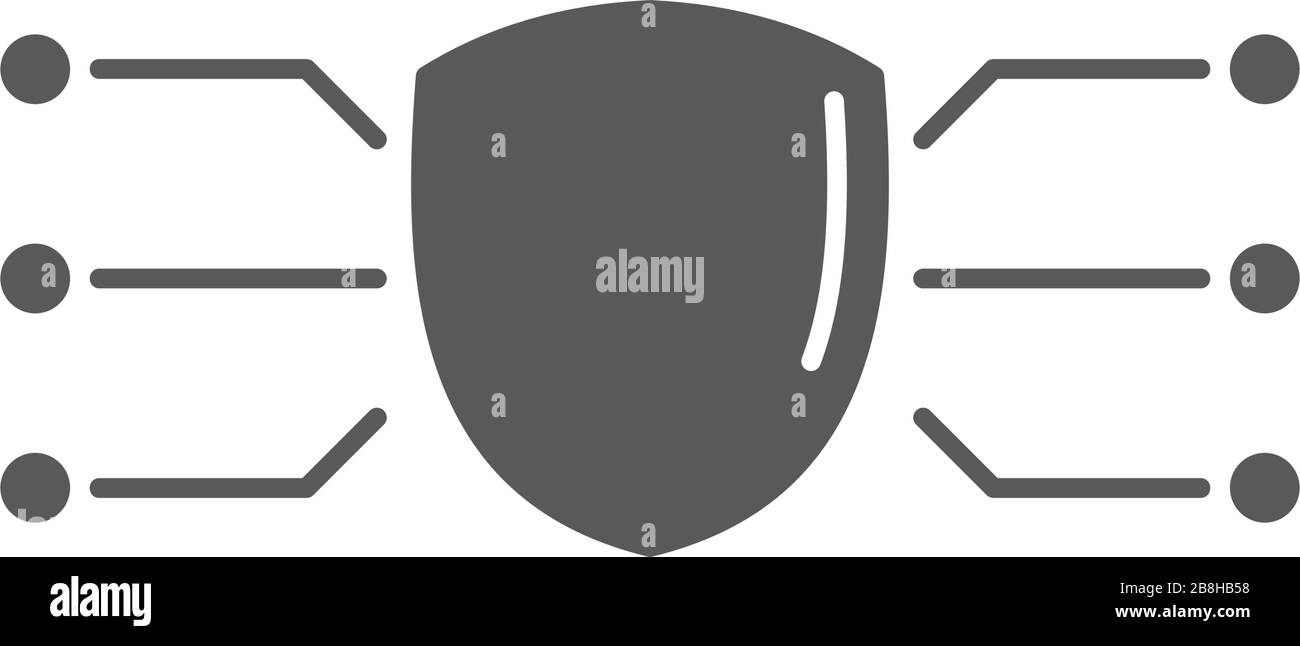 technology shield concept design vector icon isolated on white ...