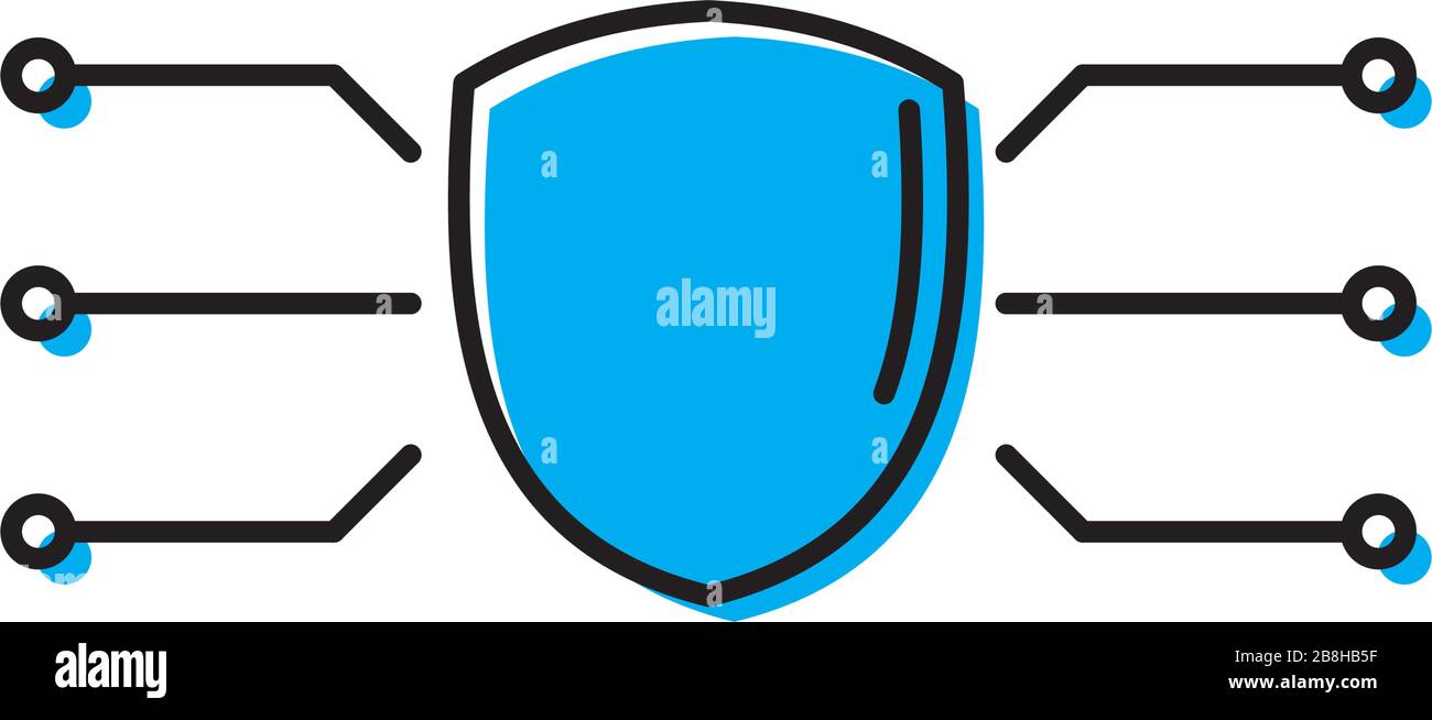 technology shield concept design vector icon isolated on white ...