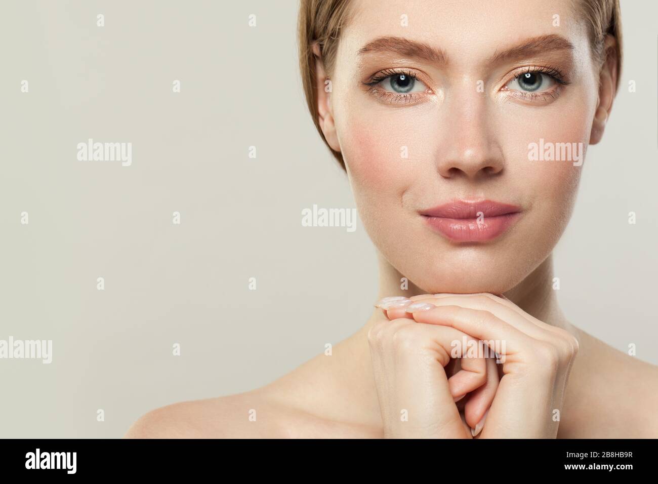 Healthy model with shiny clear skin, skincare concept Stock Photo - Alamy