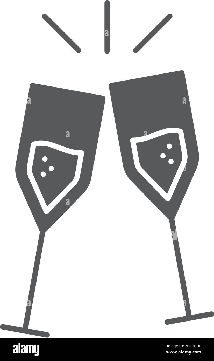 toasting glasses vector icon concept, design isolated on white ...