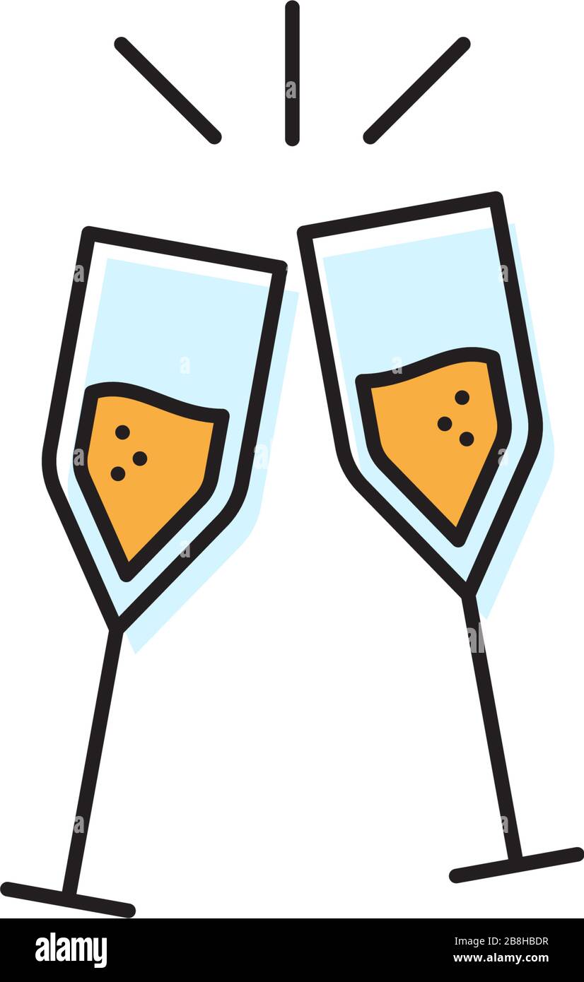 toasting glasses vector icon concept, design isolated on white ...
