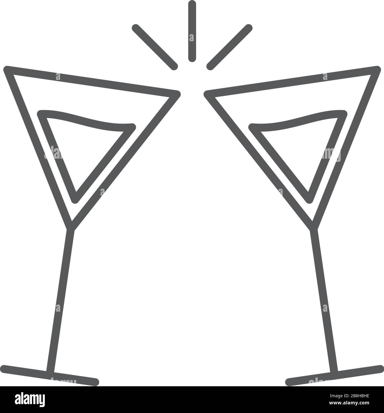 toasting glasses vector icon concept, design isolated on white ...