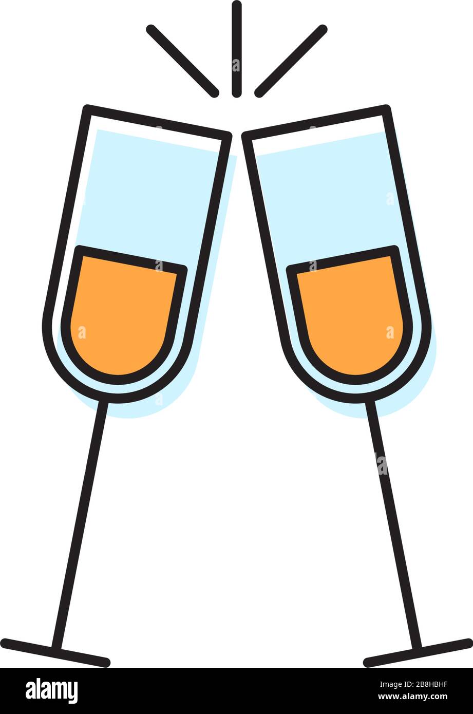 toasting glasses vector icon concept, design isolated on white ...