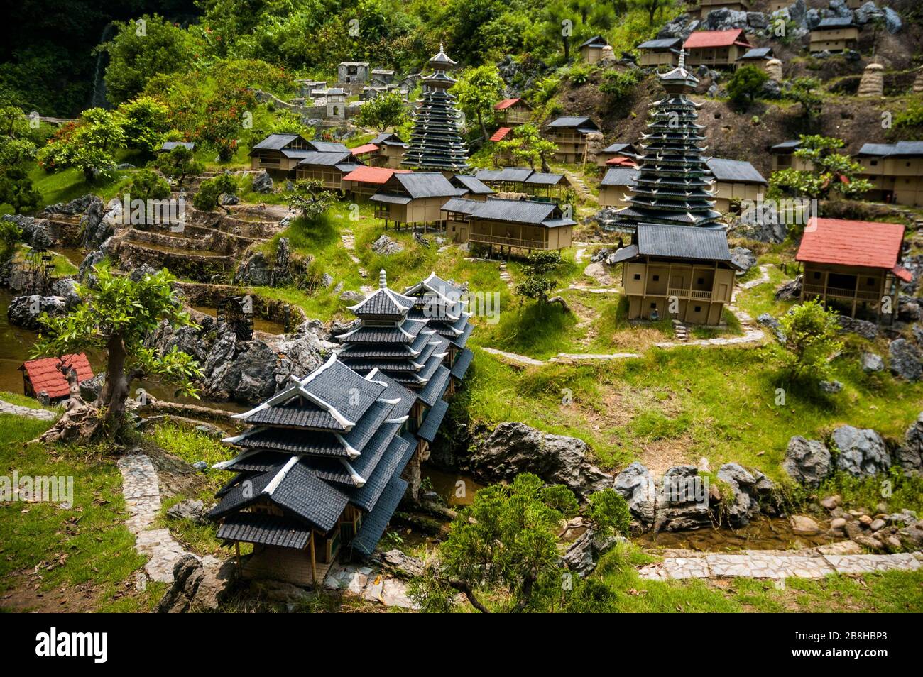 A miniature Dong Village at the Splendid China Miniature Park in ...