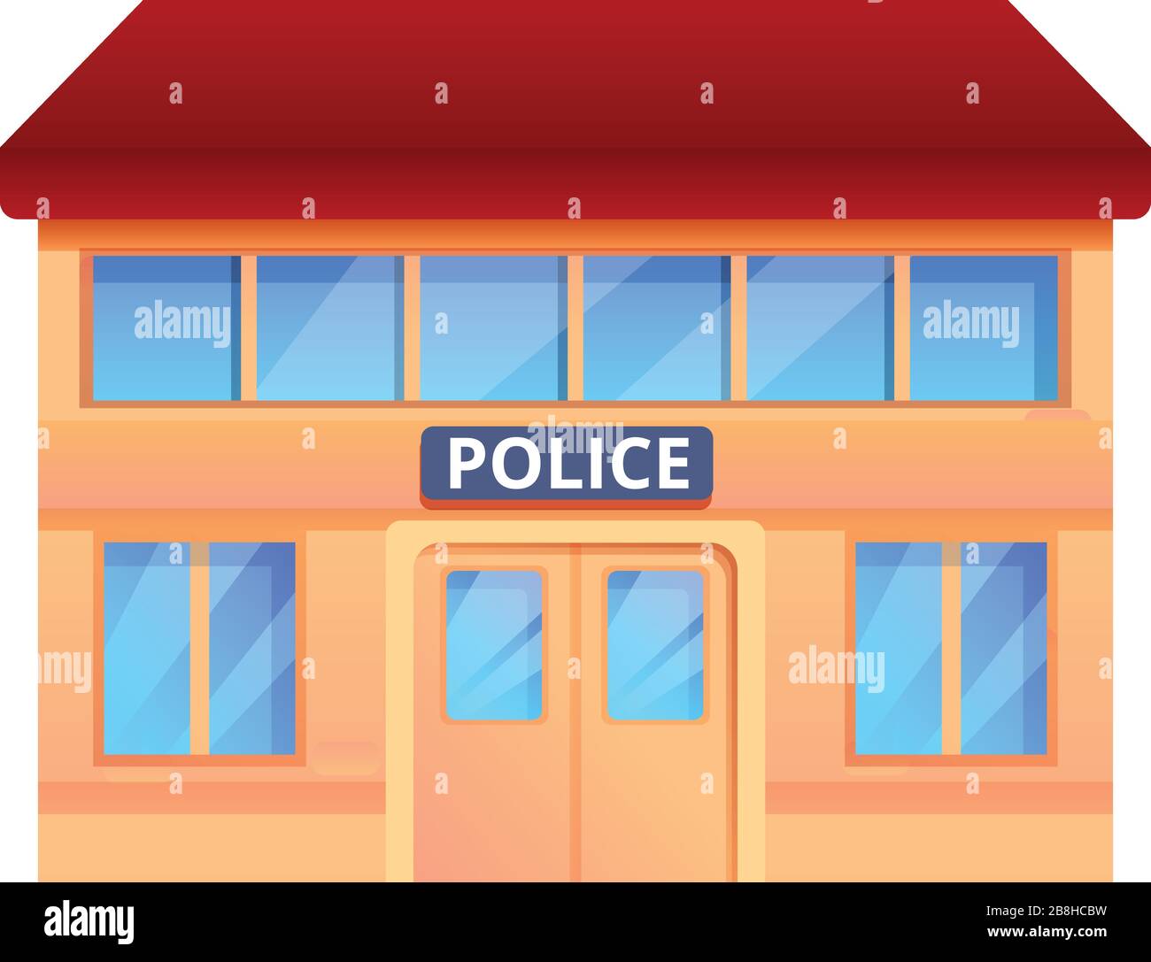 Police building icon. Cartoon of police building vector icon for web ...