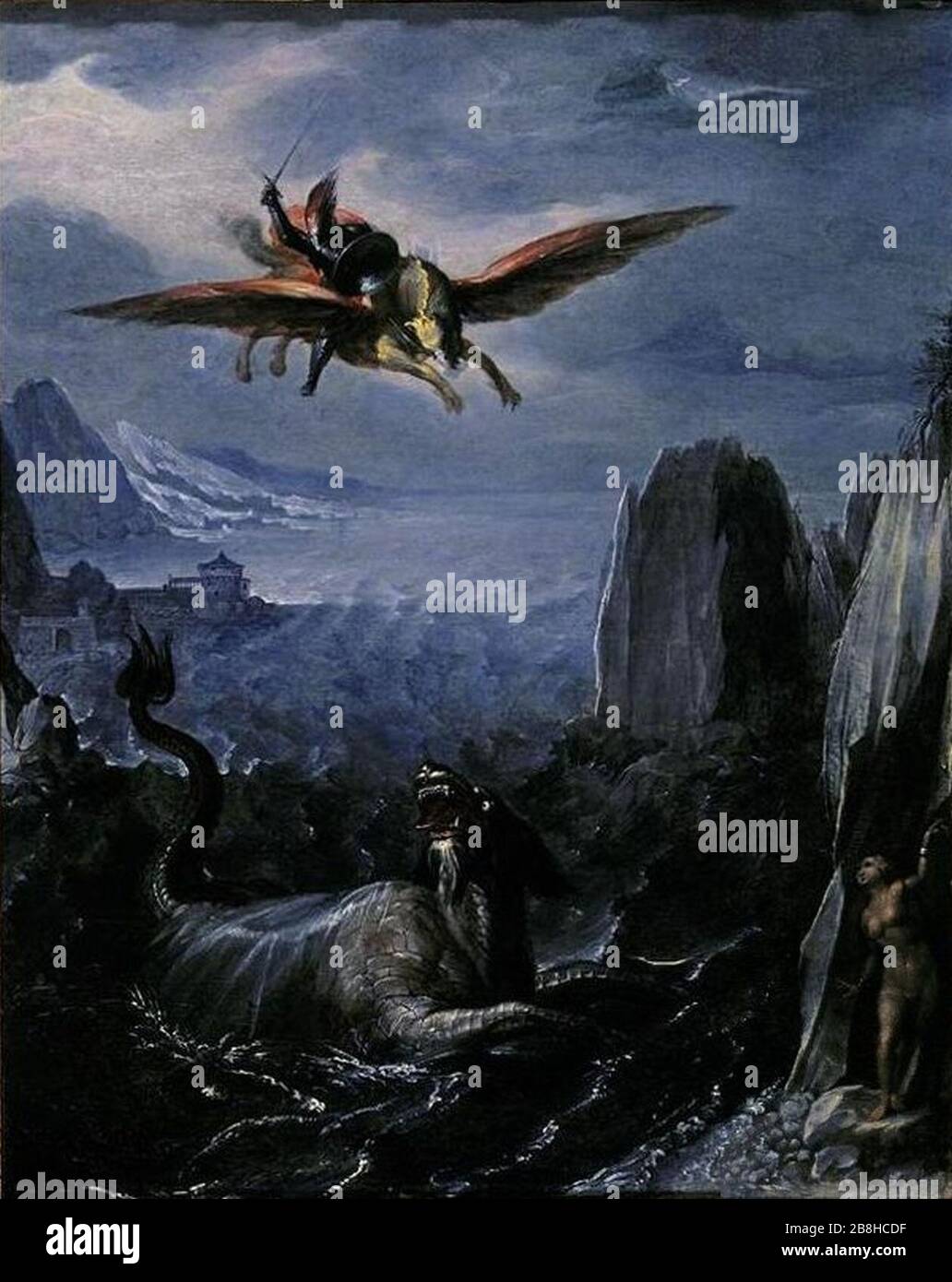 'Ruggiero Saving Angelica', tempera on wood panel painting attributed ...