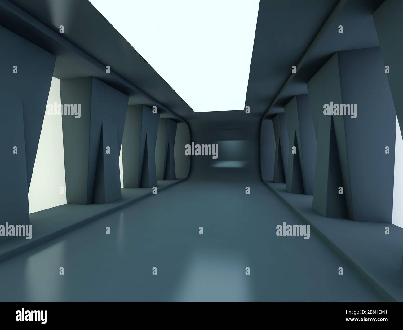 Abstract modern architecture background, empty open space interior. 3D ...