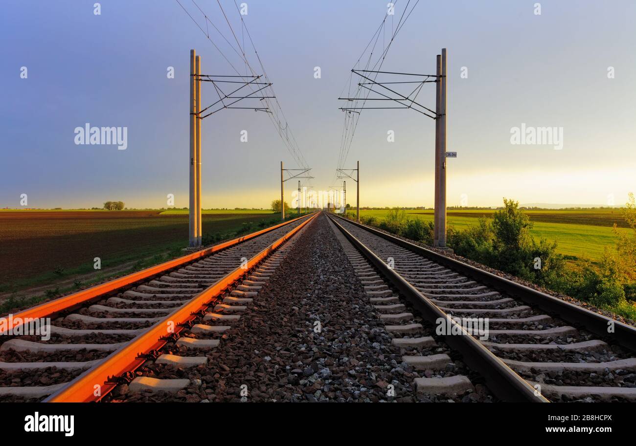 Rail sunset track hi-res stock photography and images - Alamy