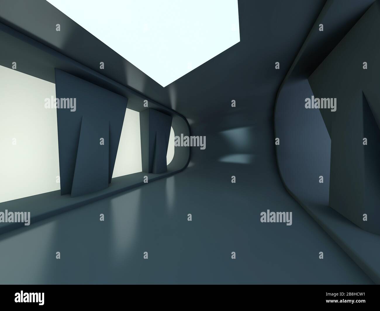 Abstract modern architecture background, empty open space interior. 3D ...