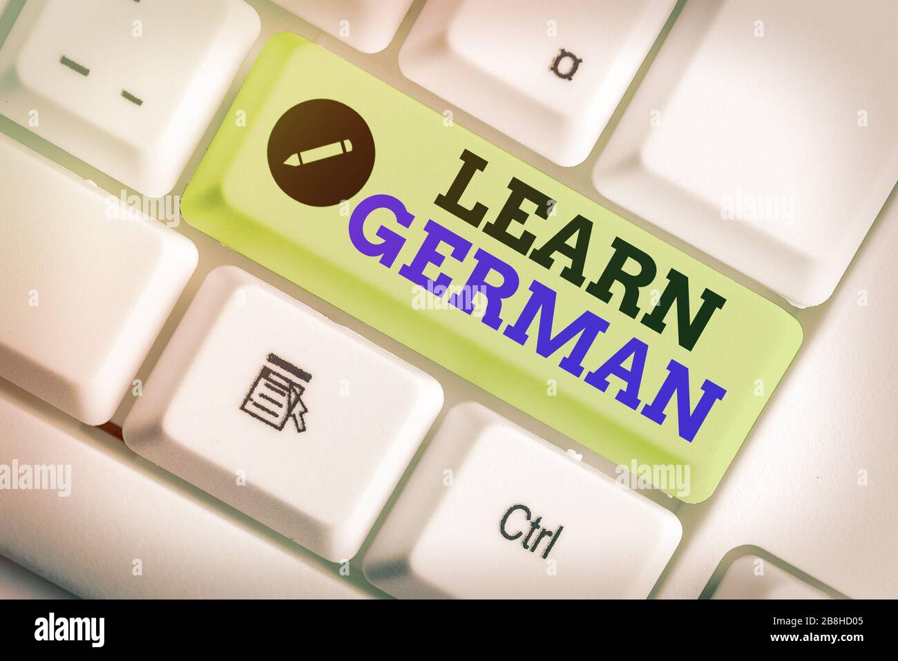 Writing note showing Learn German. Business concept for get knowledge ...