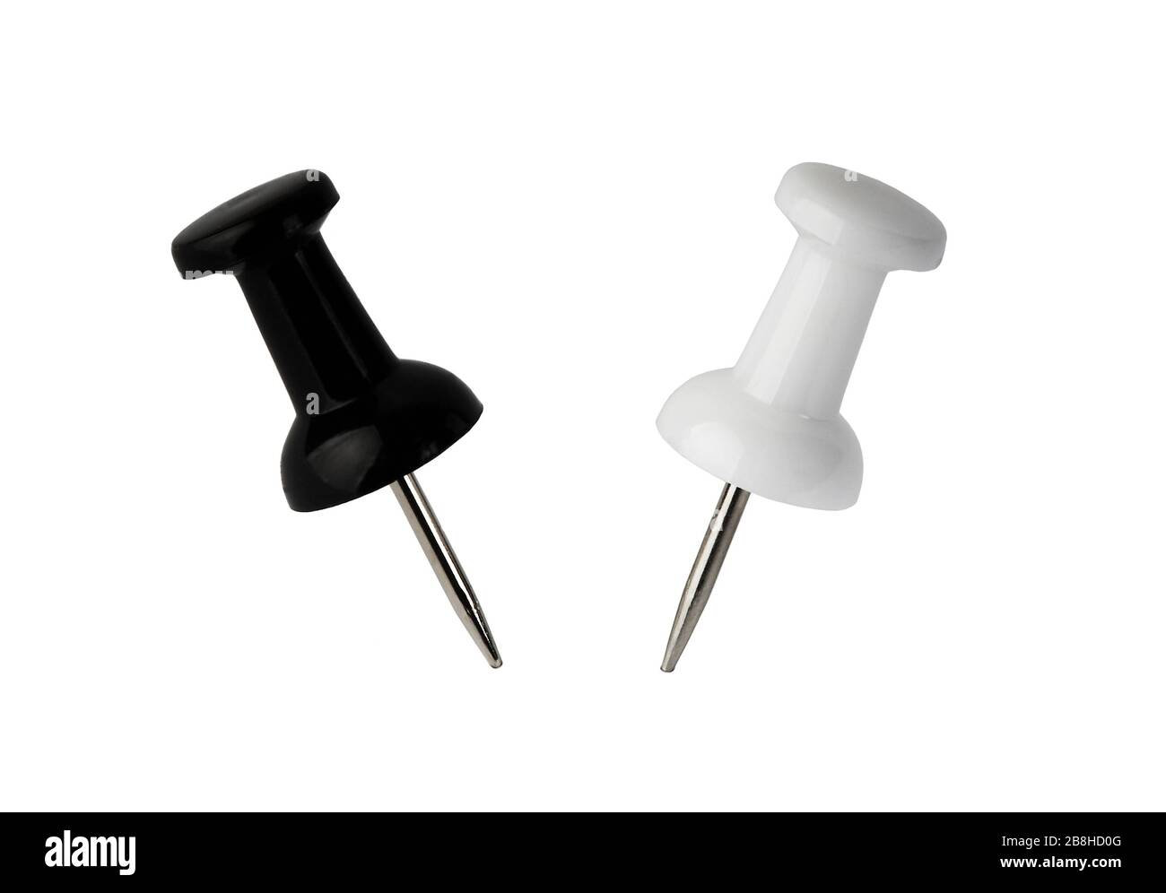 Macro of white and black push pin. XXL Isolated on white background ...