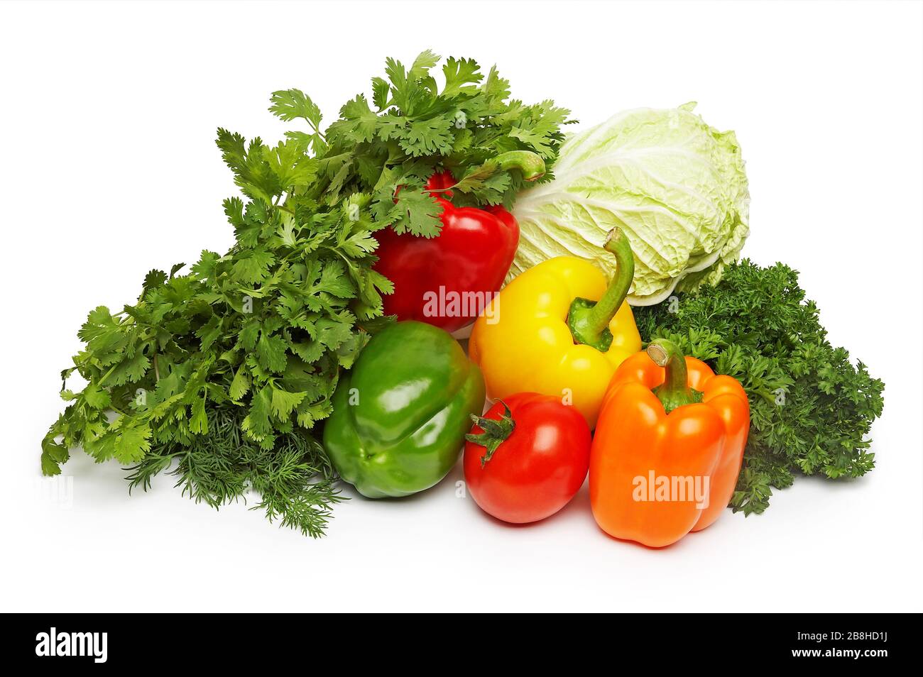 Different fresh tasty vegetables isolated on white background. XXL ...