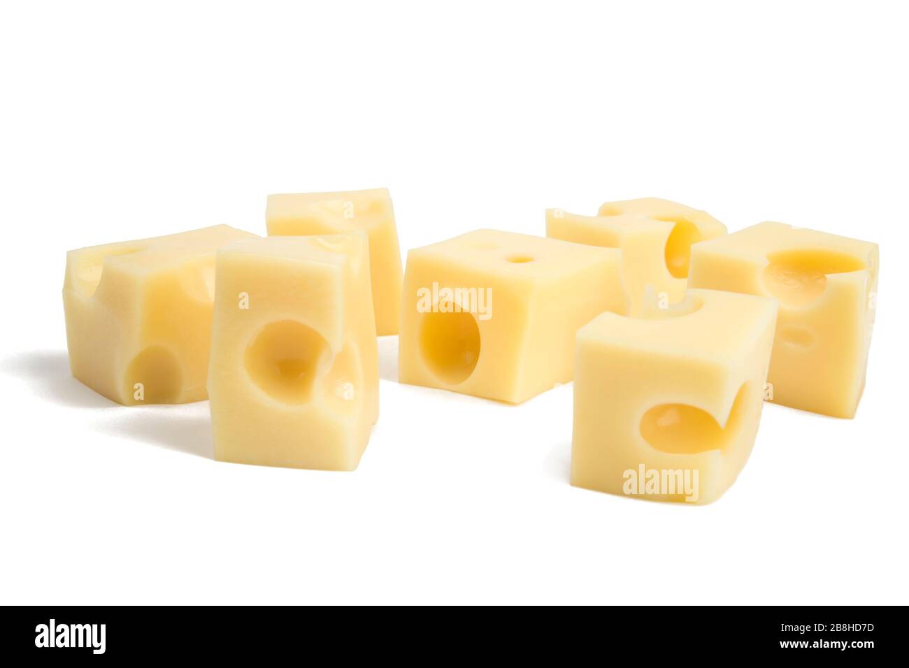 The perfect pieces of swiss cheese isolated on white background with ...