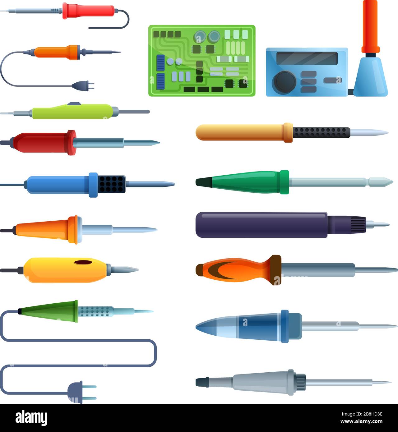 Soldering iron icons set. Cartoon set of soldering iron vector icons ...