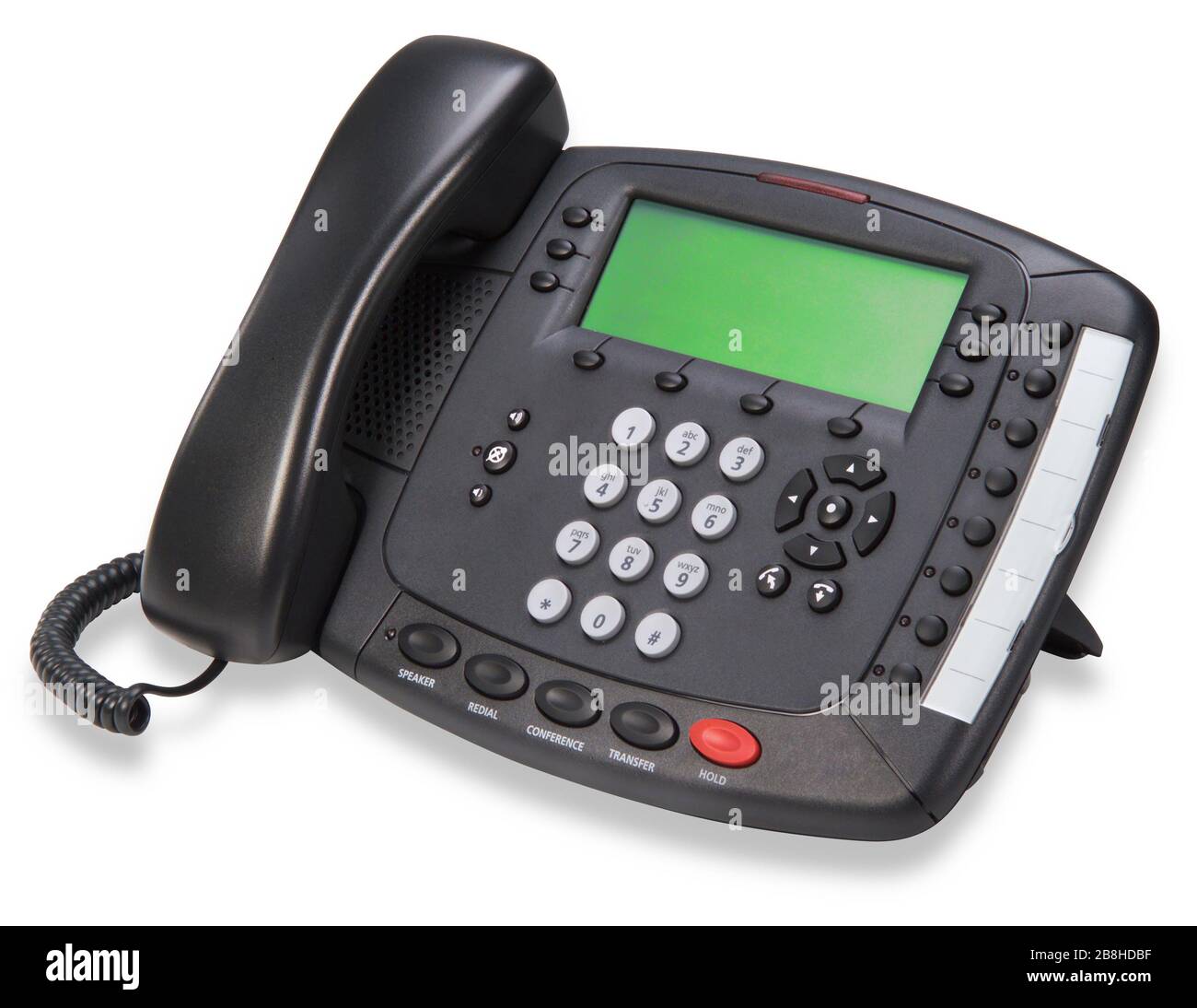 Modern digital black IP phoneisolated on white background with clipping ...