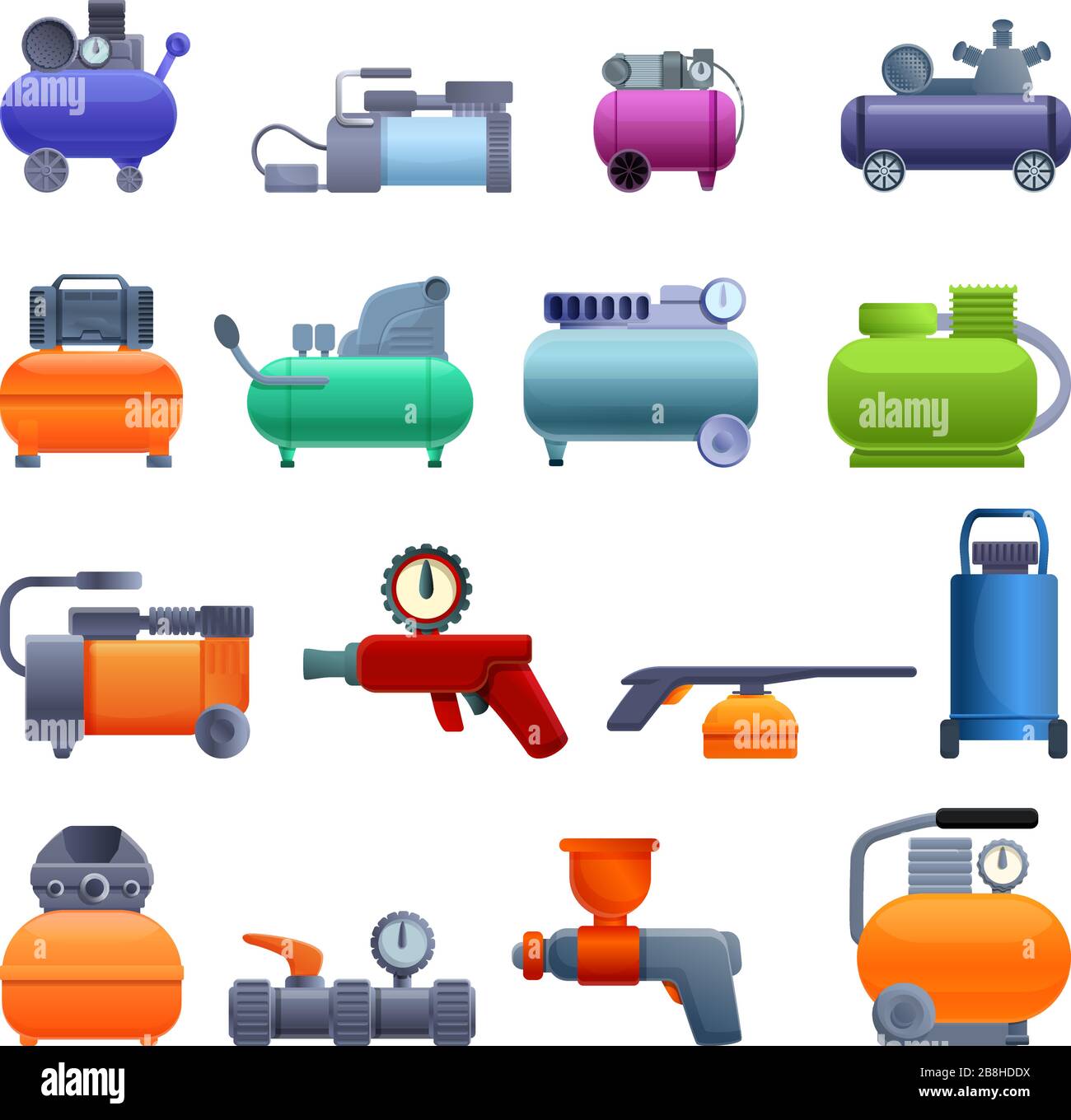 Air compressor icons set. Cartoon set of air compressor vector icons ...