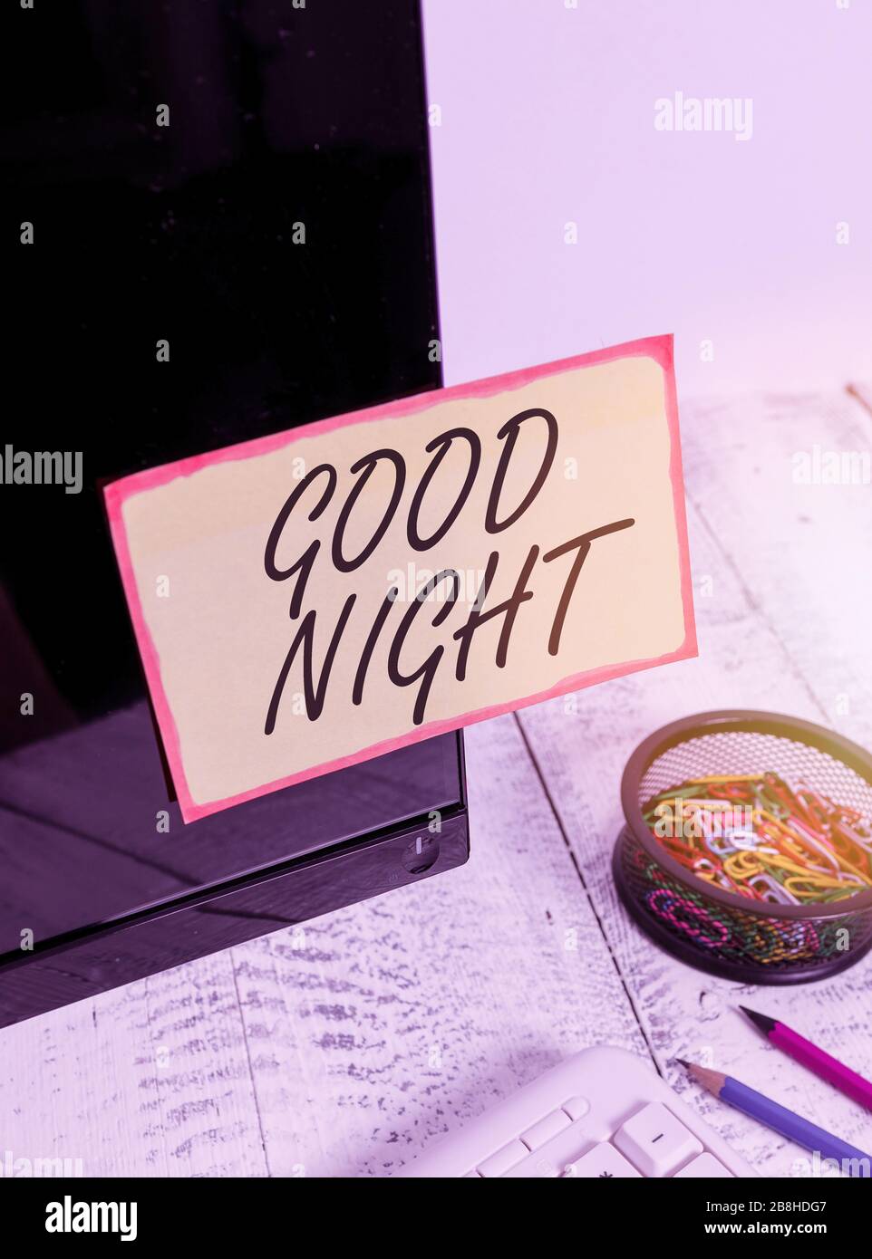 Writing note showing Good Night. Business concept for expressing good ...