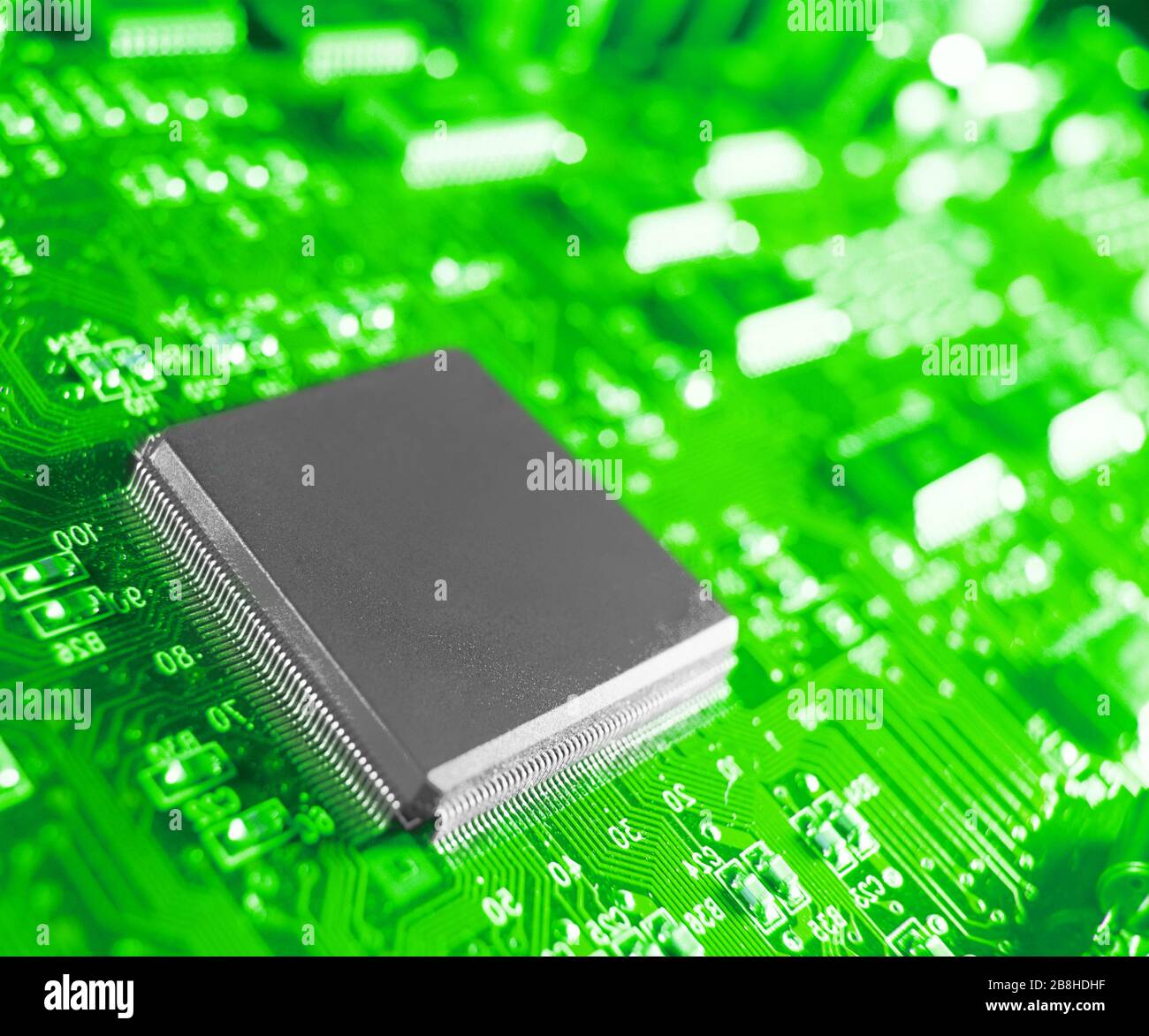 Closeup of electronic circuit board with processor Stock Photo - Alamy