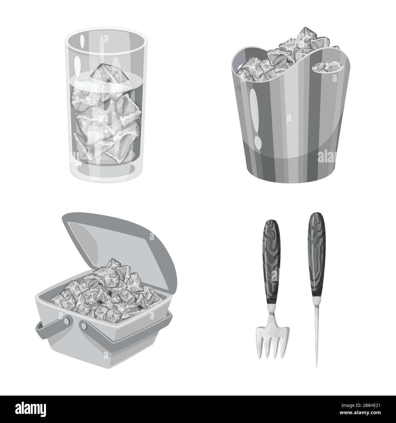 Vector illustration of square and purity icon. Set of square and frozen ...