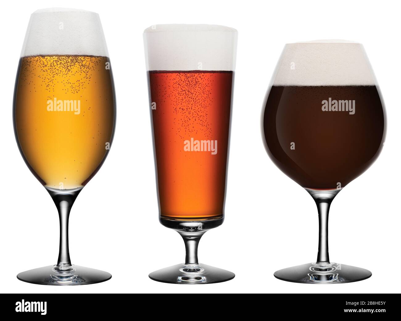 Three cold beer isolated on white background with clipping path Stock ...