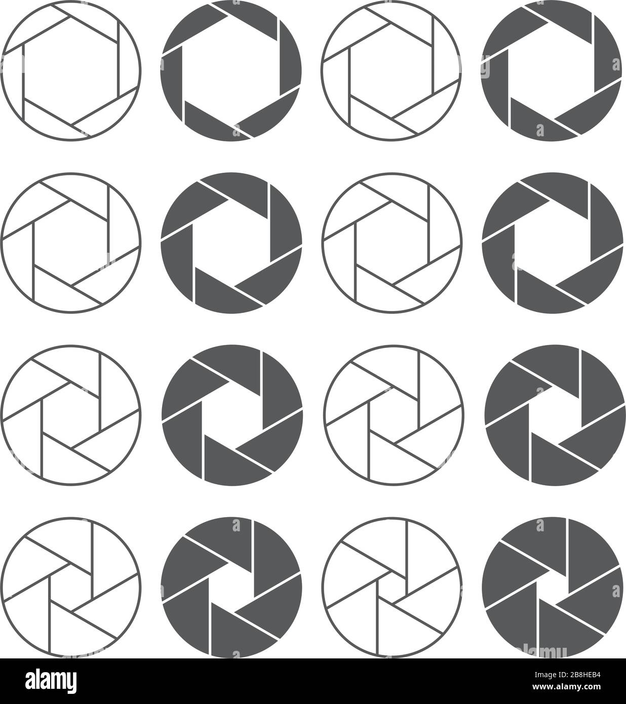 Camera Shutter Aperture Icons Set Monochrome Diagrams Collection Stock Vector Image And Art Alamy