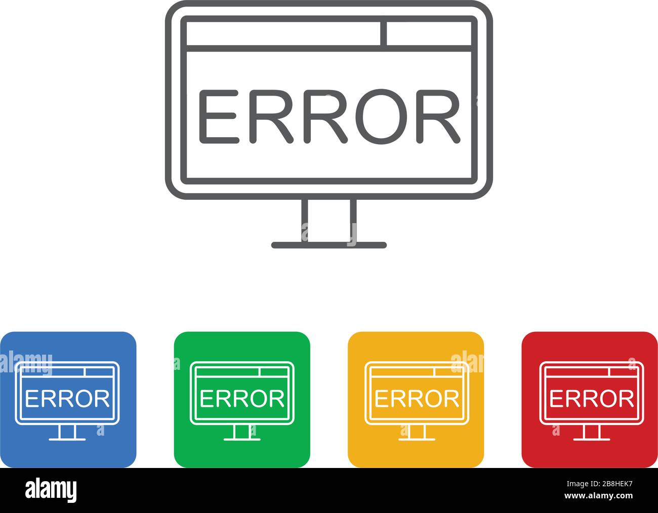 computer error screen vector icon concept, isolated on white background ...